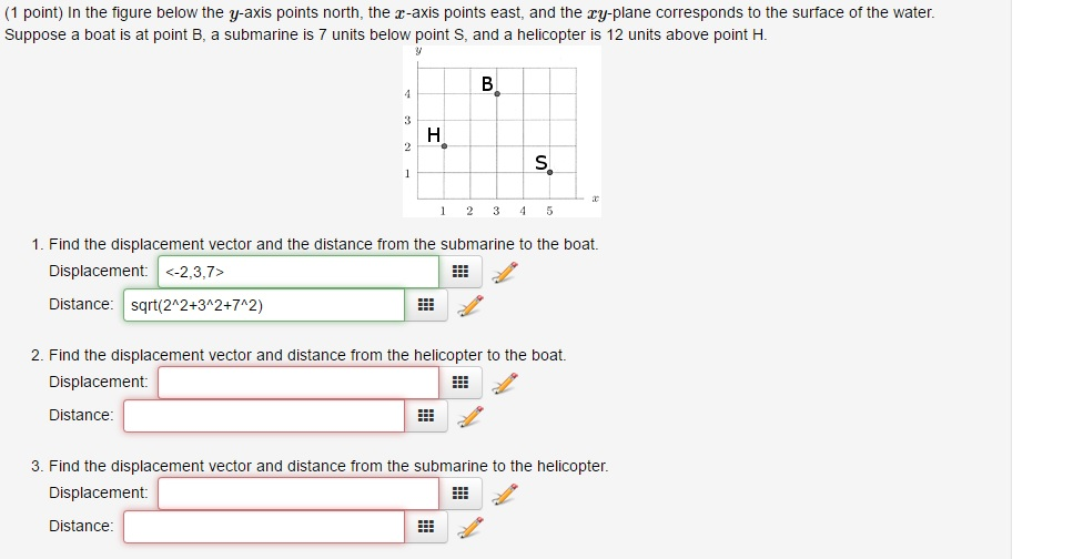 Solved (1 point) In the figure below the y-axis points | Chegg.com