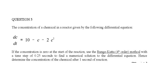 Solved QUESTION5 The concentration of a chemical in a | Chegg.com