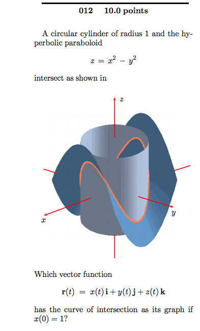 A circular cylinder of radius 1 and the hyperbolic | Chegg.com