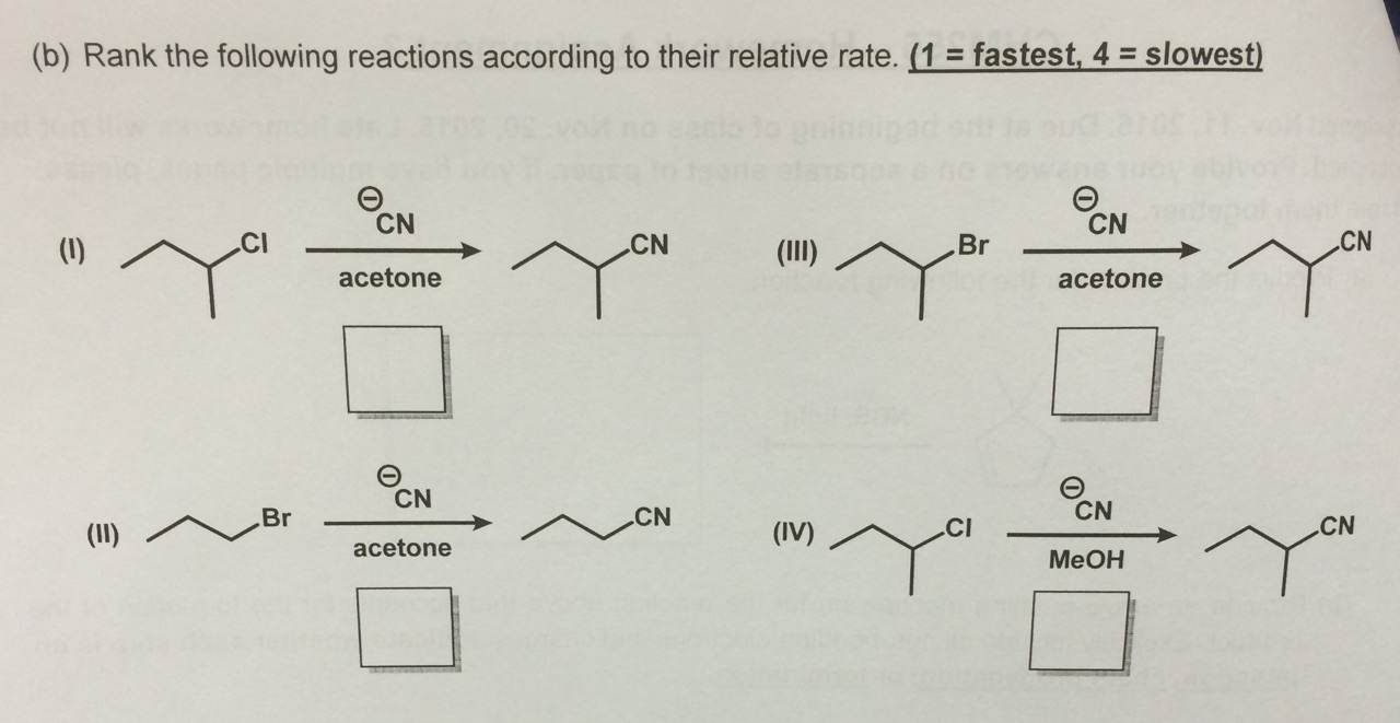 Solved Rank the following reactions according to their | Chegg.com
