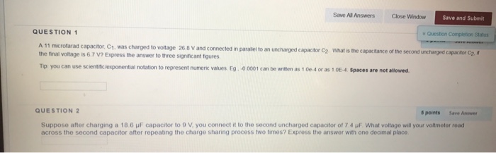 Solved A 11 microfarad capacitor. C_1. was charged to | Chegg.com