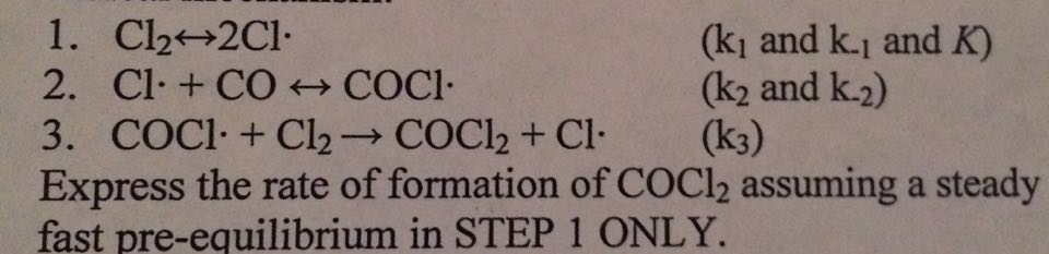 Solved The formation of phosgene by the reaction CO + Cl2 | Chegg.com