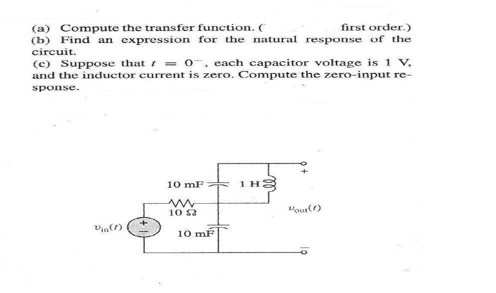 Solved Compute the transfer function. ( first order.) Find | Chegg.com