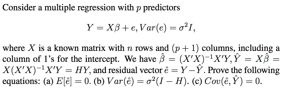 Solved Consider a multiple regression with p predictors Y = | Chegg.com