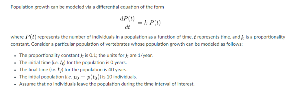 Solved Population Growth Can Be Modeled Via A Differential