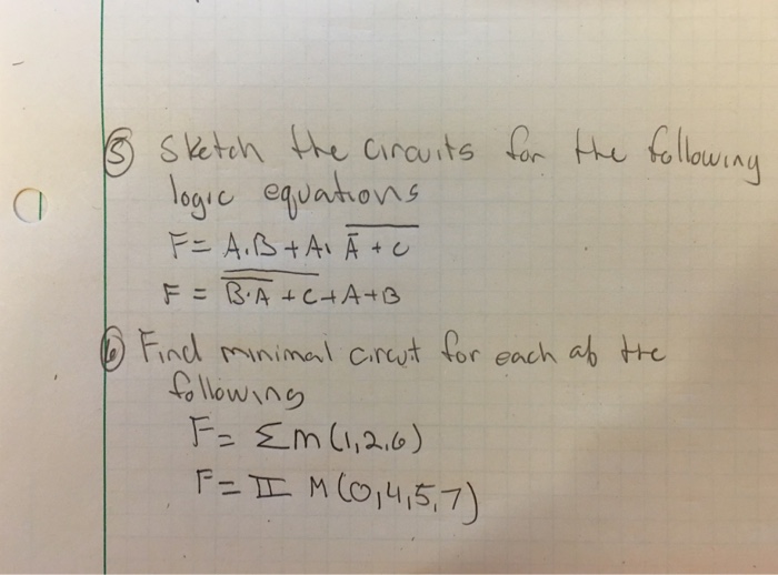 Solved Sketch the circuits for the following logic equations | Chegg.com