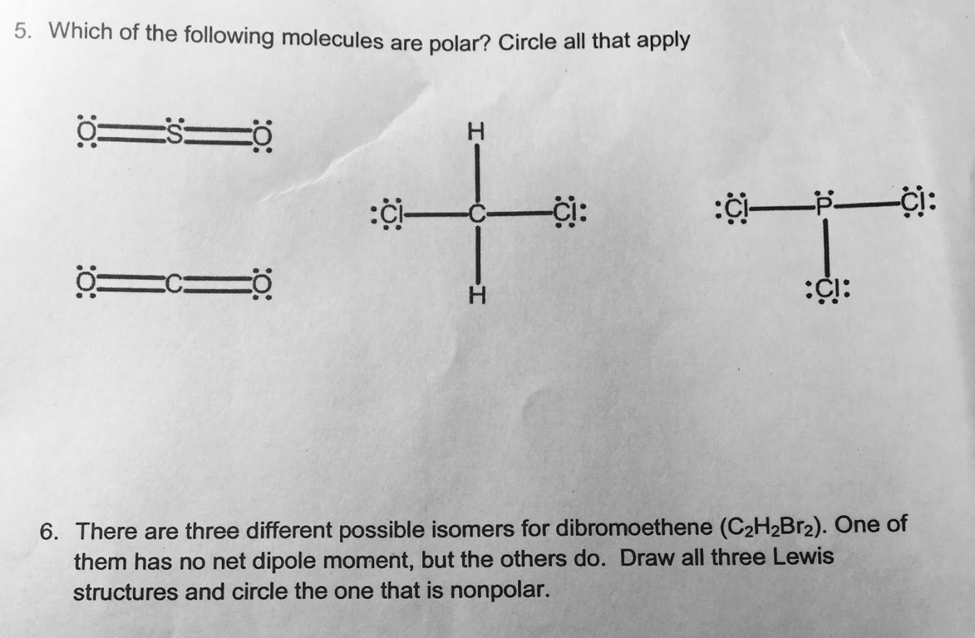 Solved Chem Problems: Polarity | Chegg.com