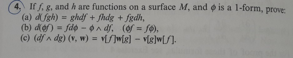 Solved 4. \ Iff, g, and h are functions on a surface M. and | Chegg.com