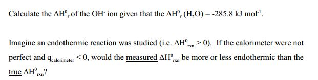 Solved Calculate the delta H degree _f, of the OH^- ion | Chegg.com