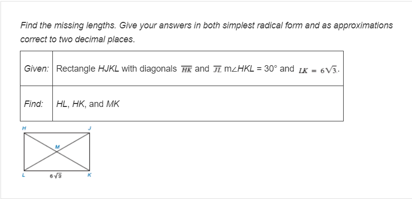 Solved Find the missing lengths. Give your answers in both | Chegg.com