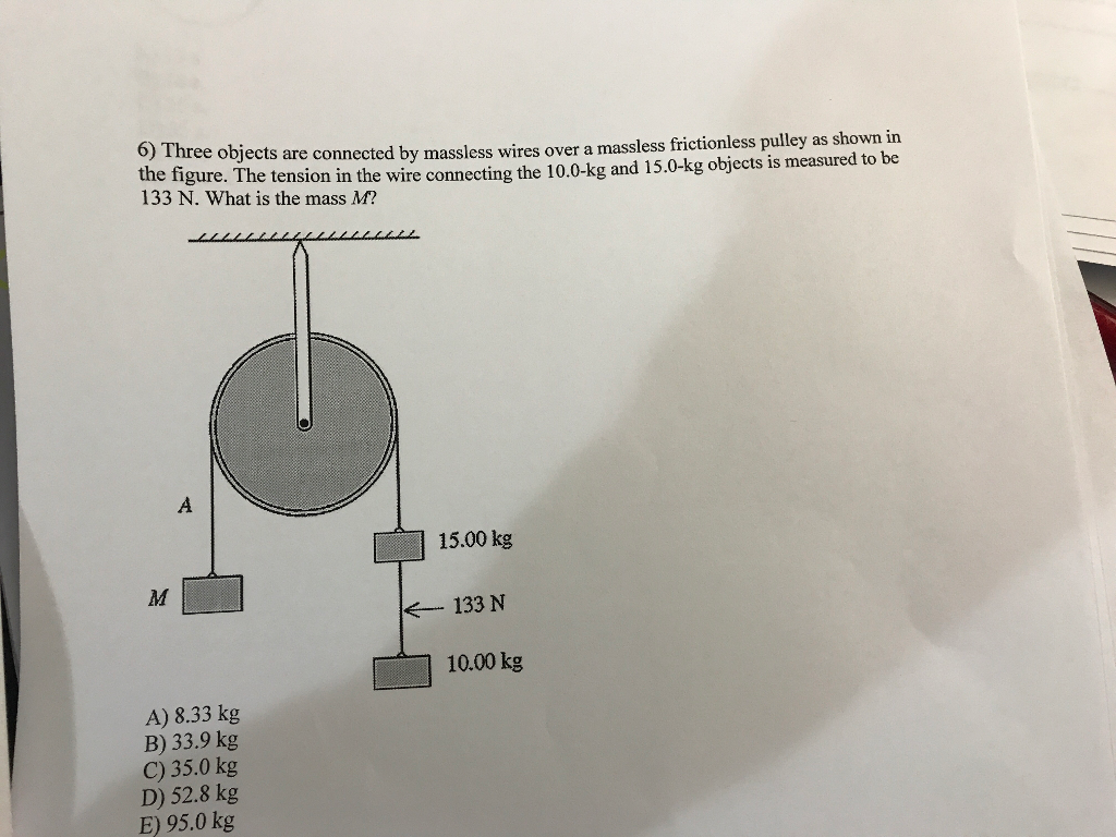Solved 6) Three object s are connected by massless wires | Chegg.com