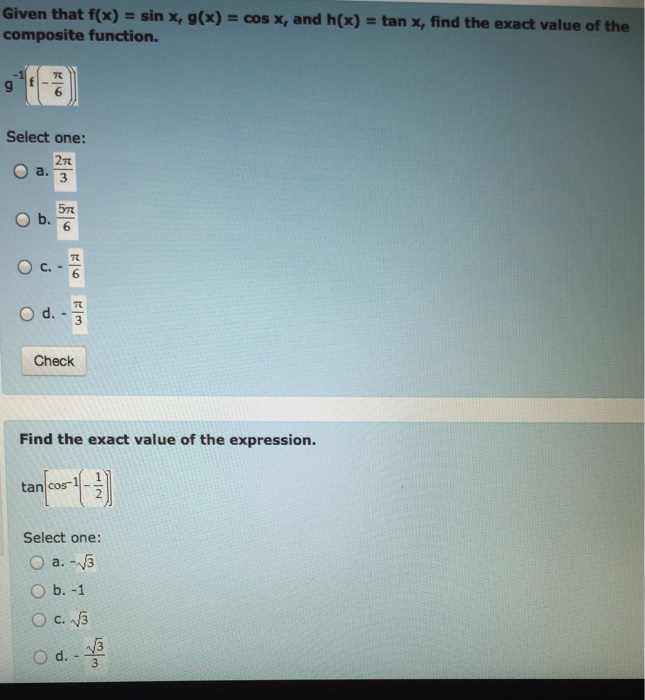 Solved Given that f(x) = sin x, g(x) = cos x, and h(x) = tan | Chegg.com