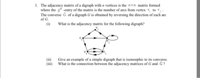 Solved The adjacency matrix of a digraph with n vertices is | Chegg.com
