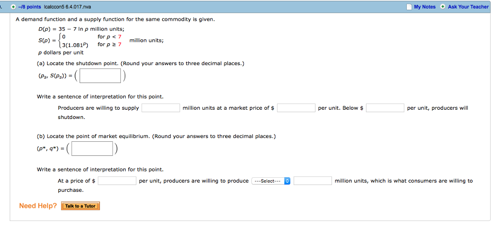 Solved A demand function and a supply function for the same | Chegg.com