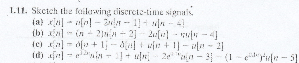 Solved 1.11. Sketch the following discrete-time signals. (b) | Chegg.com