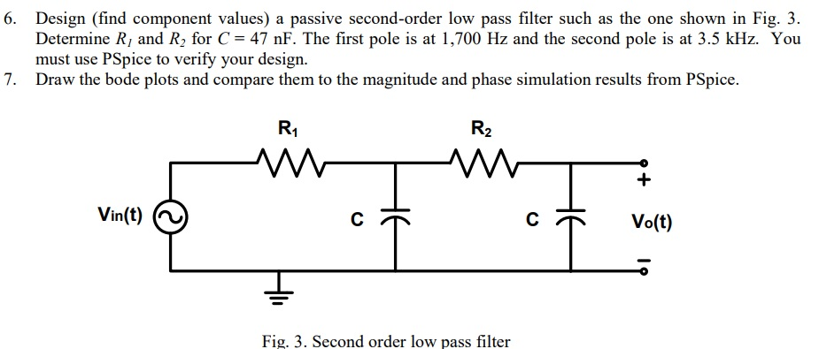Solved Design (find component values) a passive second-order | Chegg.com