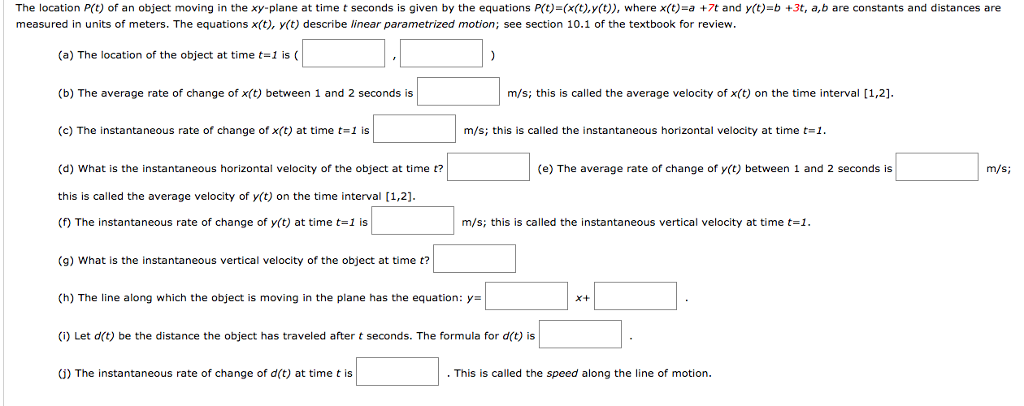 Solved The location P(t) of an object moving in the xy-plane | Chegg.com