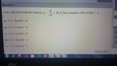 Solved Find A and B given that the function y = A/squareroot | Chegg.com