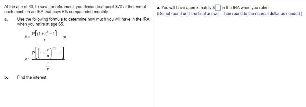 Solved At the age of 30, to save for retirement, you decide | Chegg.com