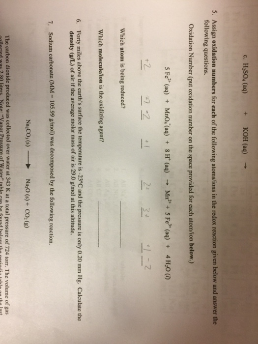 Solved Assign oxidation numbers for each of the following | Chegg.com