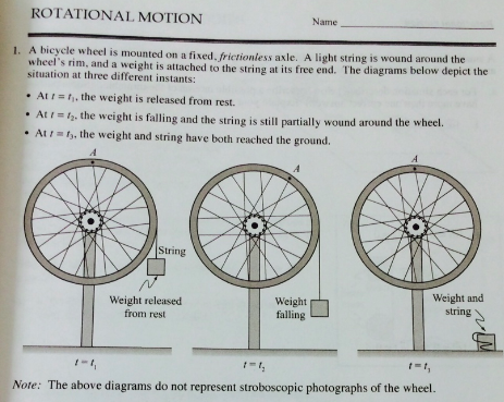 Solved ROTATIONAL MOTION Name 1. A bicycle wheel is mounted | Chegg.com