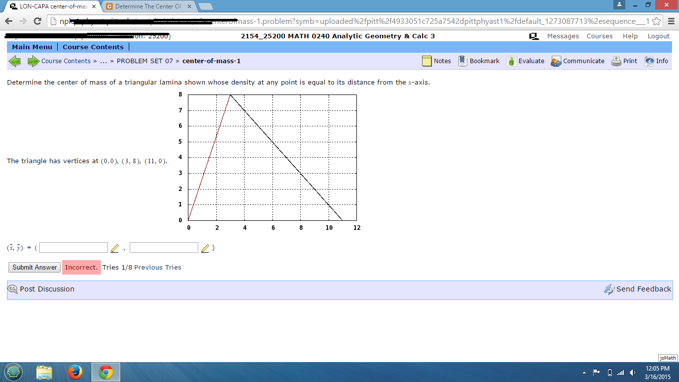 Solved Determine the center of mass of a triangular lamina | Chegg.com