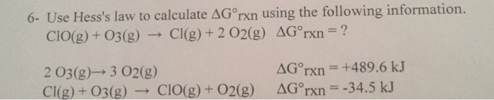Solved Use Hess's law to calculate Delta G_rxn degree using | Chegg.com