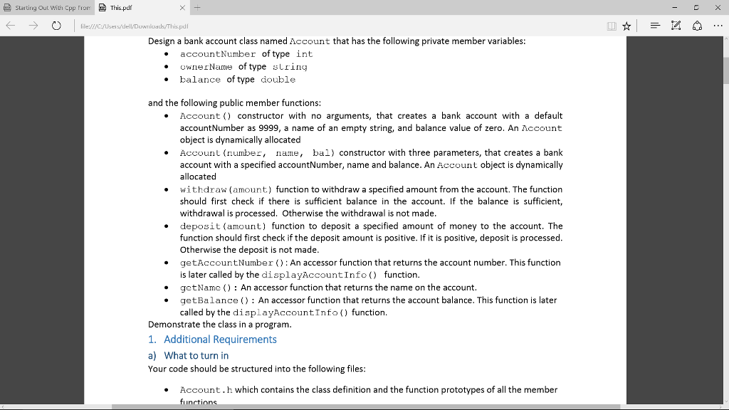 Solved Starting out With Cpp Trom This pdl Design a bank | Chegg.com