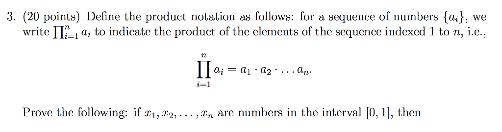 Solved Define the product notation as follows: for a | Chegg.com