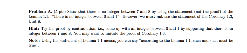 Solved Problem A. (5 pts) Show that there is no integer | Chegg.com