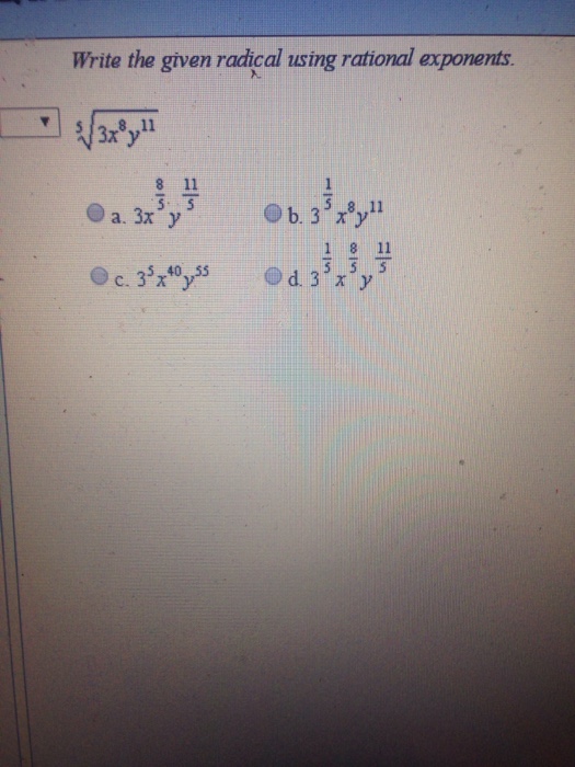 Solved Write the given radical using rational exponents. 5th | Chegg.com