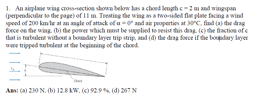 Solved a chord length c 1. An airplane wing cross-section | Chegg.com