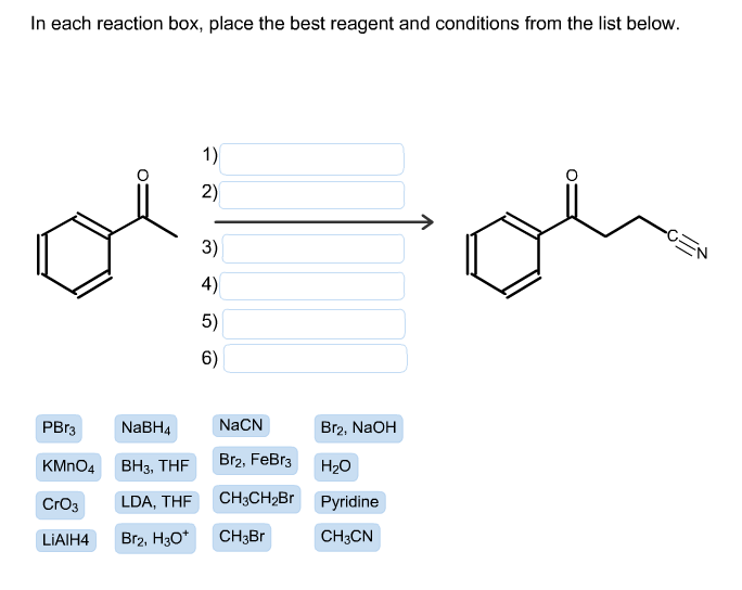 Solved In each reaction box, place the best reagent and | Chegg.com