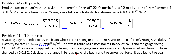Solved Find the strain in mu m/m that results from a tensile | Chegg.com