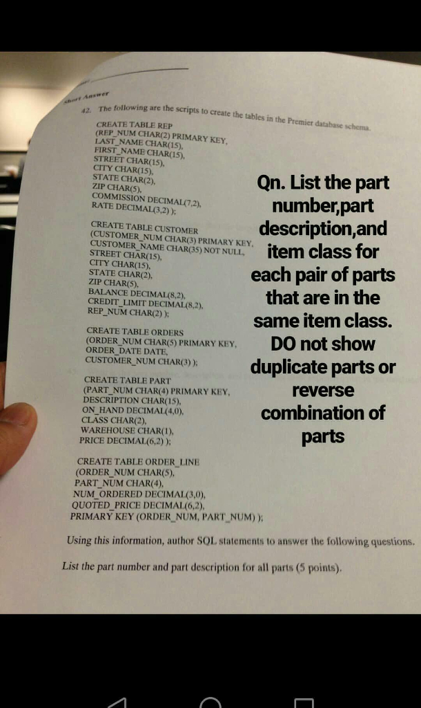 Solved r Answer The following are the scripts to create the | Chegg.com