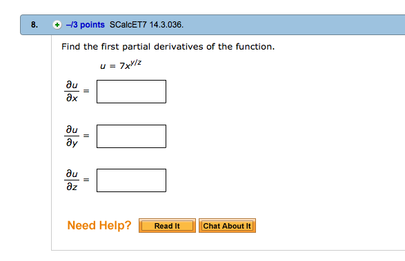 Solved Find The First Partial Derivatives Of The Function 