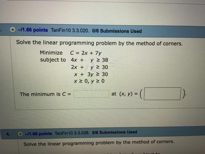 Solved Solve the linear programming problem by the method of | Chegg.com