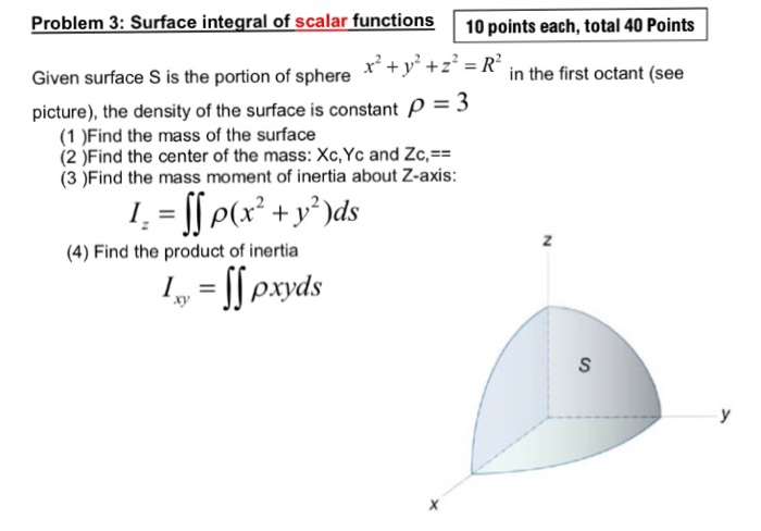 Solved Given Surface S Is The Portion Of Sphere X 2 Y 2