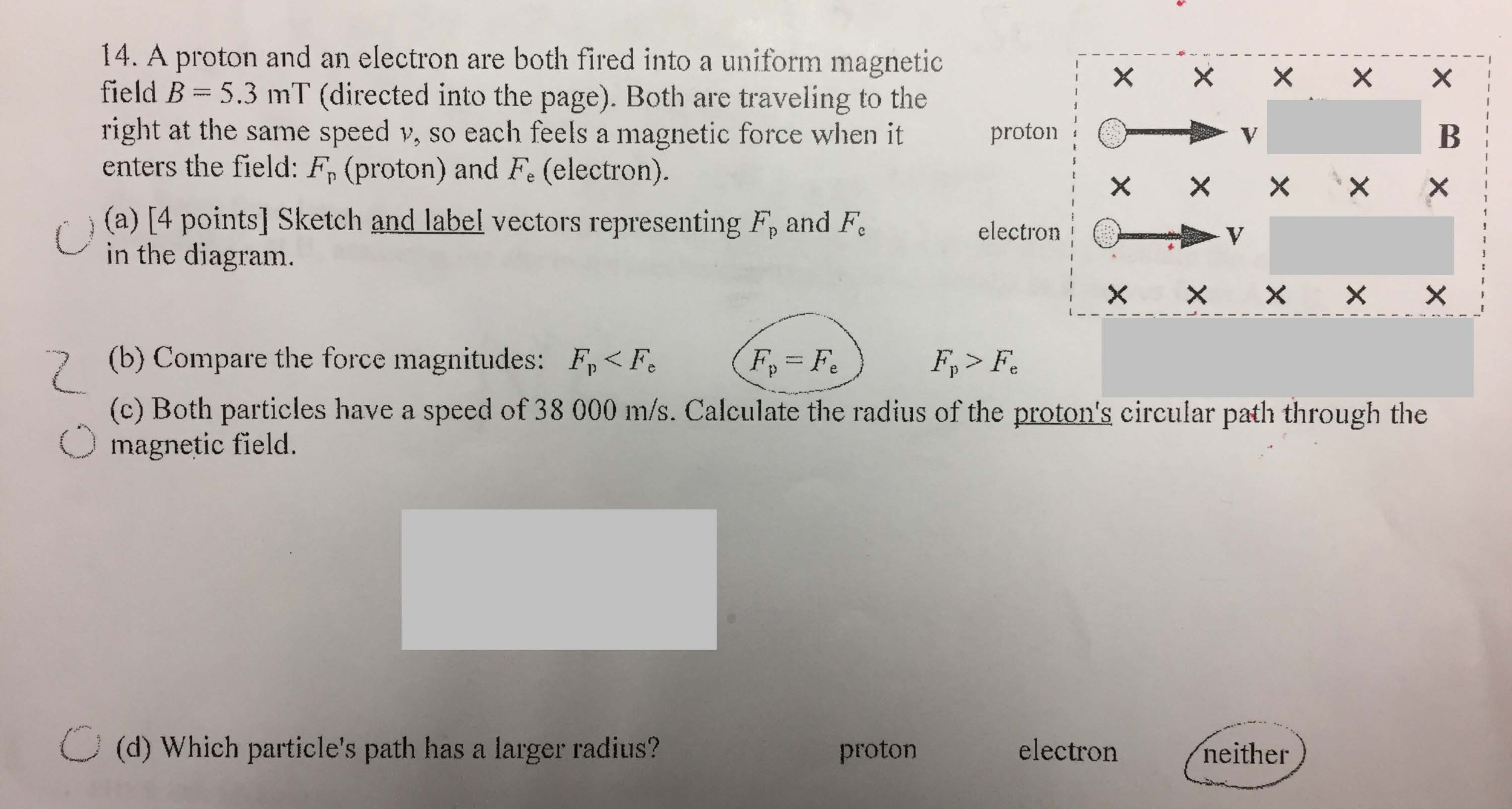 Solved 14. A proton and an electron are both fired into a | Chegg.com