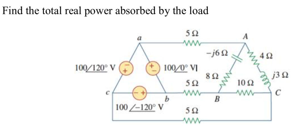 Solved Find the total real power absorbed by the load 5Ω 허 H | Chegg.com