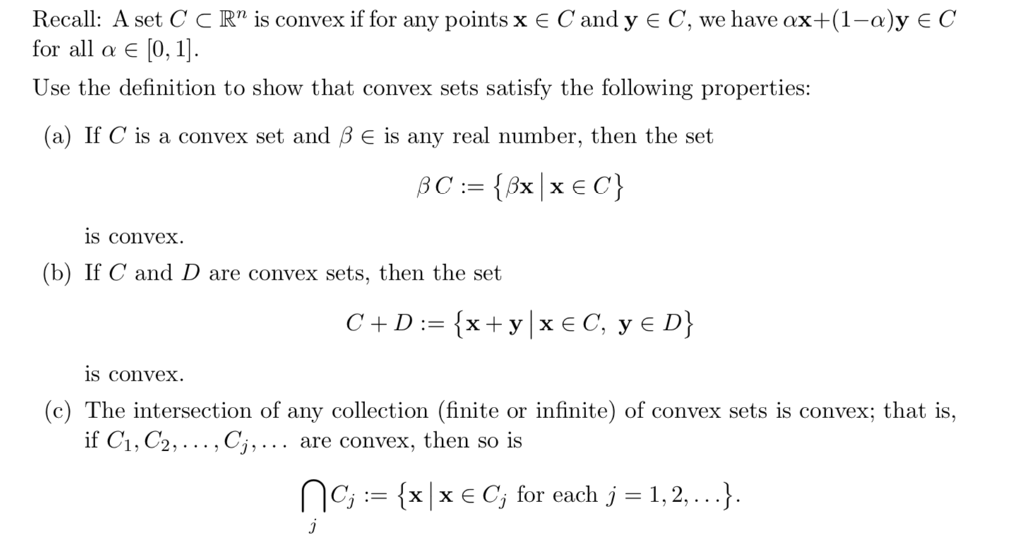 Solved Recall: A set C C R" is convex if for any points x E | Chegg.com