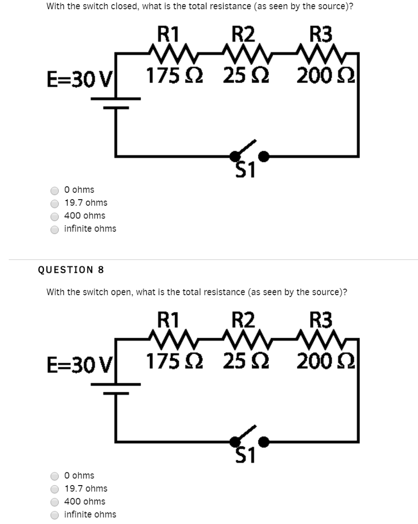 Solved With the switch closed, what is the total resistance | Chegg.com