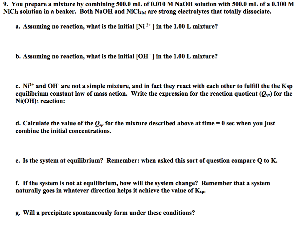 Solved 9. You prepare a mixture by combining 500.0 mL of | Chegg.com