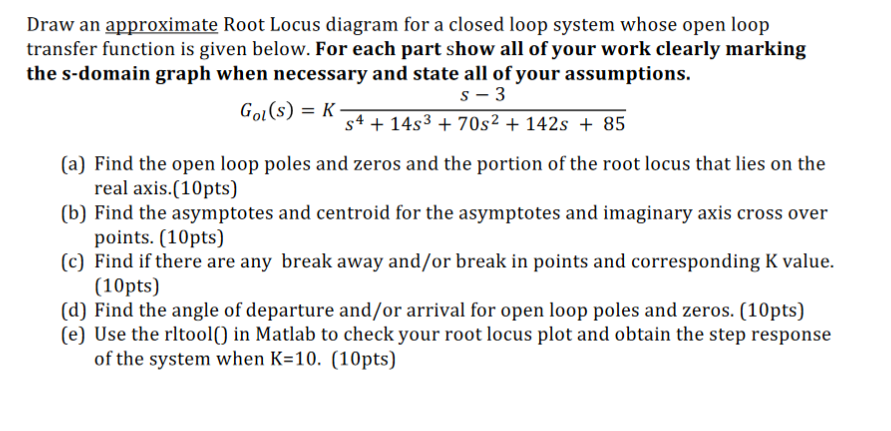 Solved Draw an approximate Root Locus diagram for a closed | Chegg.com