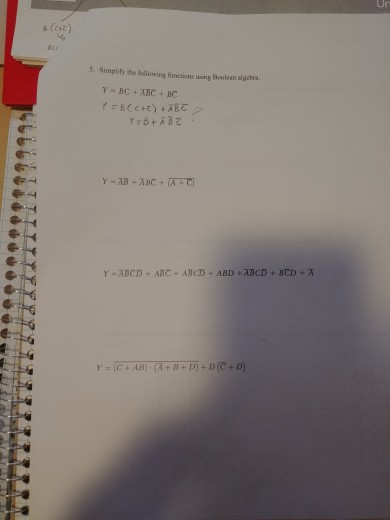 Solved Un も。 5. Simplify the following functions using | Chegg.com