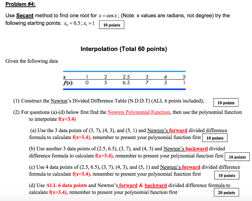 Use Secant method to find one root for x = cos x; try | Chegg.com