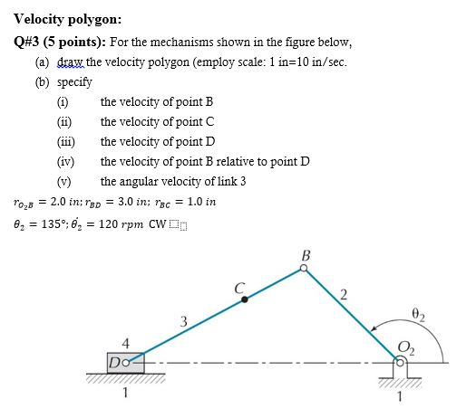 Solved Velocity polygon: Q#3 (5 points): For the mechanisms | Chegg.com