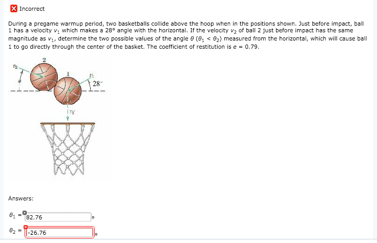 Solved During a pregame warmup period, two basketballs | Chegg.com