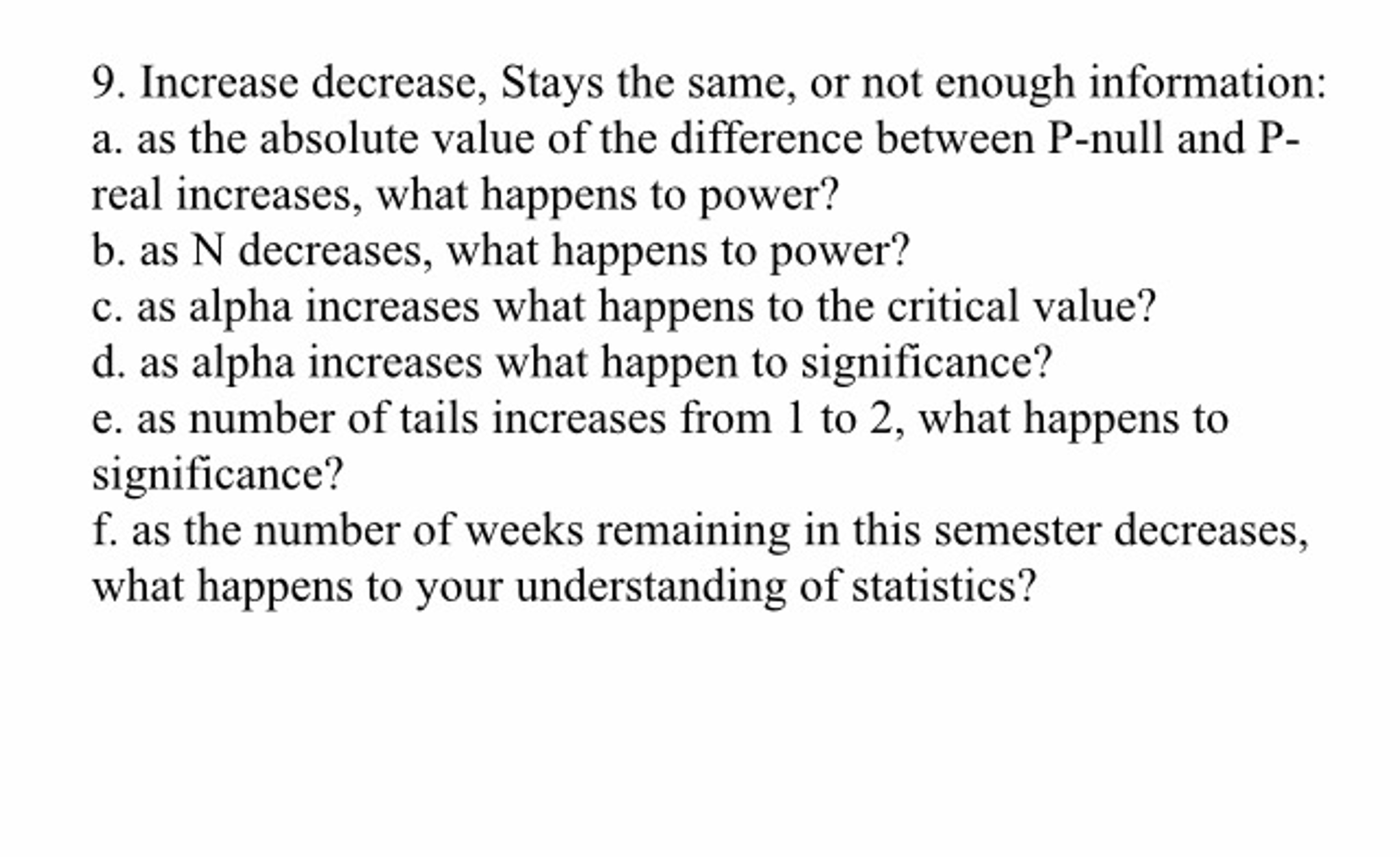 Solved Increase Decrease Stays The Same Or Not Enough Chegg