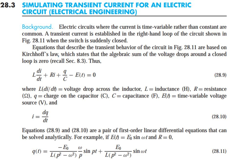 Solved SIMULATING TRANSIENT CURRENT FOR AN ELECTRIC CIRCUIT | Chegg.com